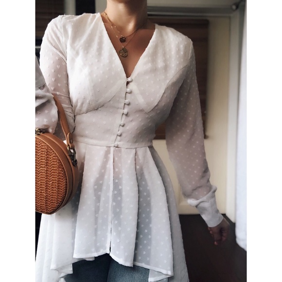 Tops | 1st Date White High Low Duster Top | Poshmark